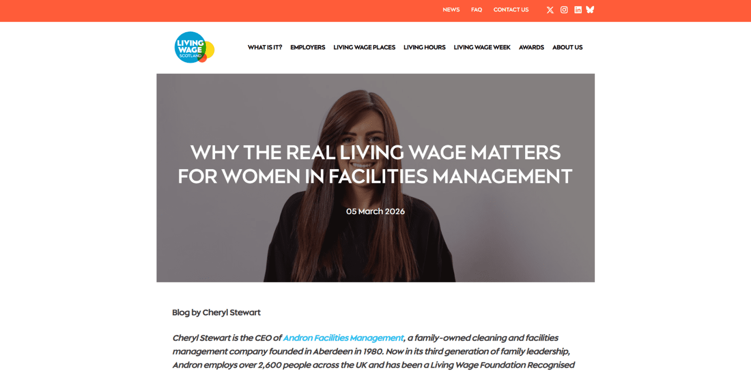 Why Real Living Wage matters for women - Andron Facilities Management